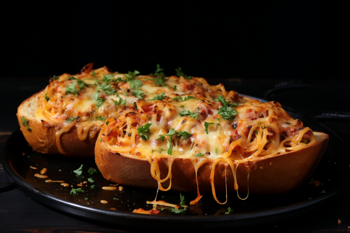 Spaghetti Stuffed Garlic Bread Recipe
