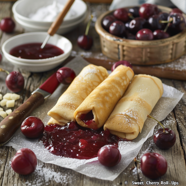 Sweet Cherry Pancake Roll-Ups Recipe