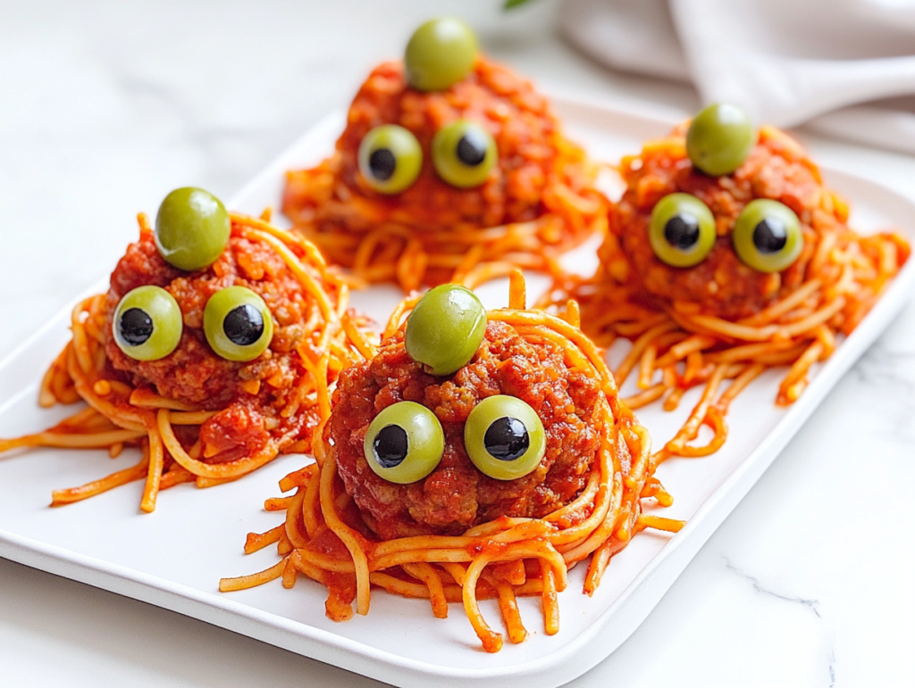 Halloween Eyeball Pasta Recipe (with Meatball "Eyeballs")
