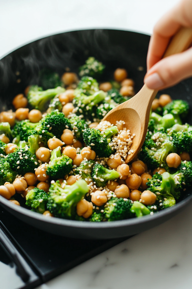 Sticky Sesame Chickpeas & Broccoli recipe