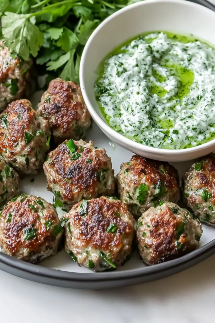 Spicy Lamb Meatballs With Green Goddess Dip Recipe
