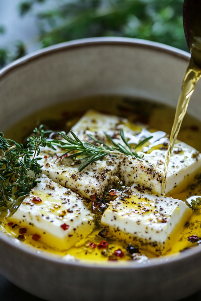 Christmas Green Peppercorn-marinated Feta Recipe