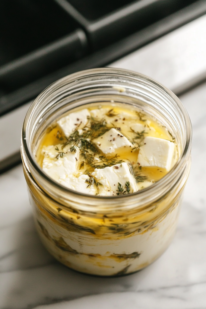 Christmas Green Peppercorn-marinated Feta Recipe