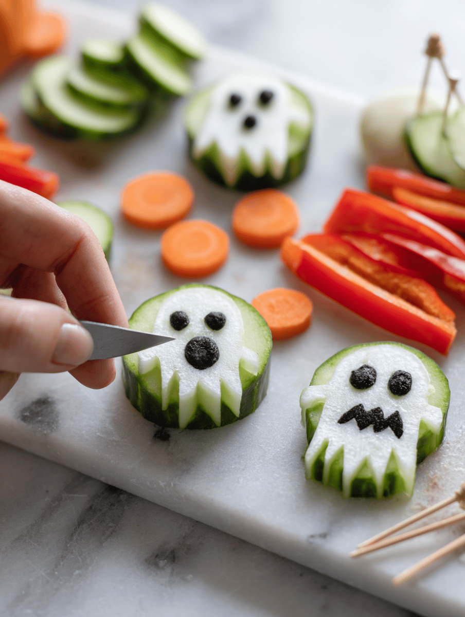 How to Make a Spooky but Simple Halloween Ghost Veggie Platter That ...