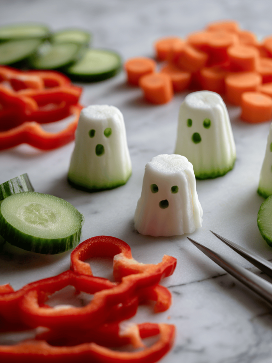 How to Make a Spooky but Simple Halloween Ghost Veggie Platter That ...